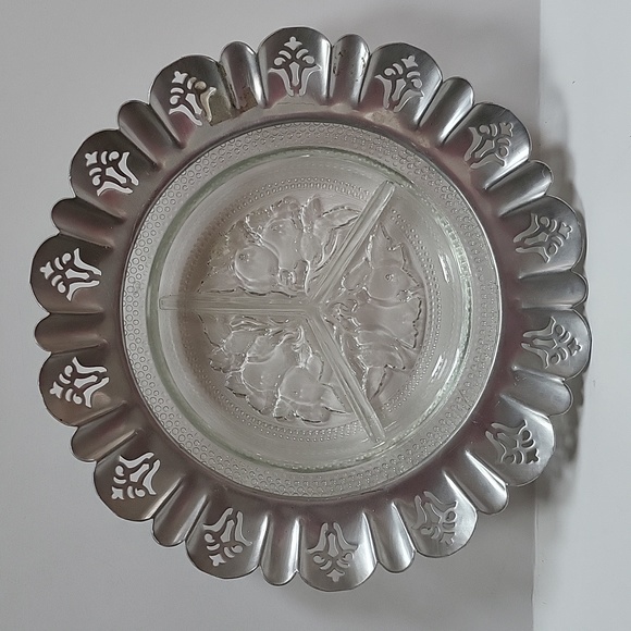 Dining | Pear Pattern Hobnail Serving Dish With Aluminum Punch Pattern ...